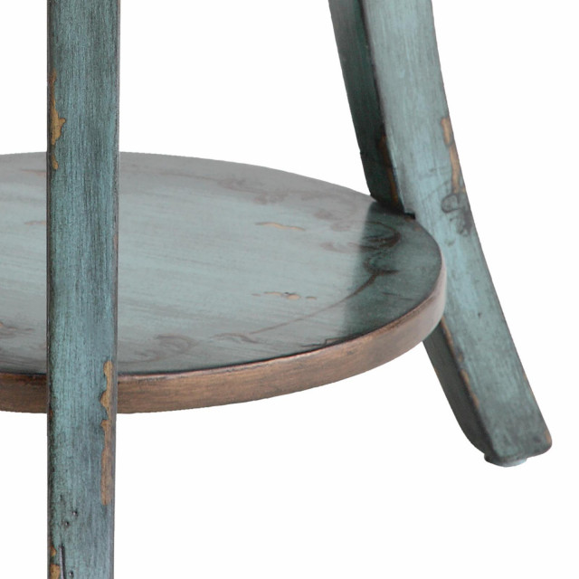 Rustic End Table, Two Tone Design With Curved Legs & Round Top ...