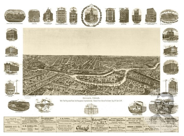 Old Map of Dallas Texas 1892, Vintage Map Art Print, 12"x18 ...