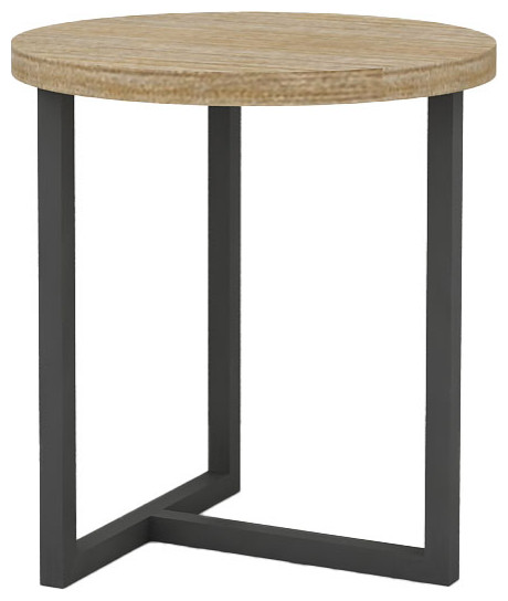 Irondale Round Side Table, Light Brown/Gray - Industrial - Side Tables ...