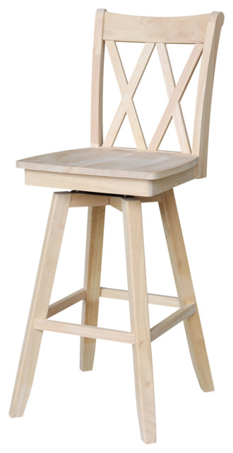Double "X" Back Counter Height Stool - With Swivel, 30 Inch ...