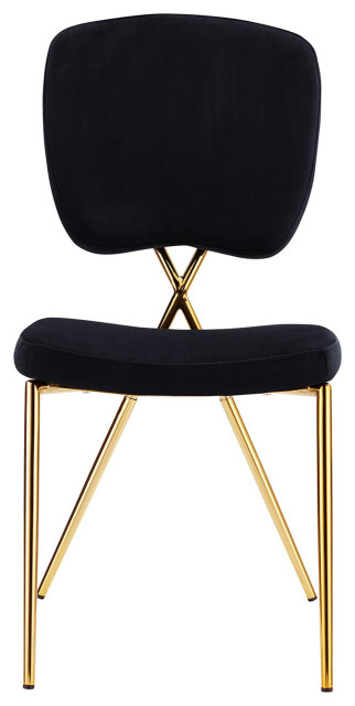 2 Pack Contemporary Dining Chair, Gold Metal Frame & Curved Velvet Seat ...