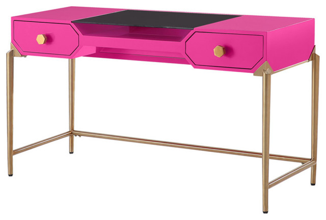 Pink and Gold Computer Desk, Writing Desk - Contemporary - Desks And ...
