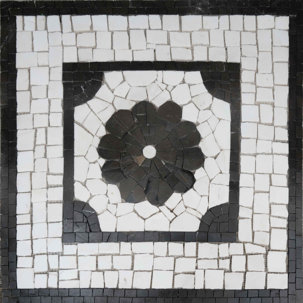 Mosaic Artwork - Black & White Mosaic, 40" x 40" - Contemporary - Tile ...