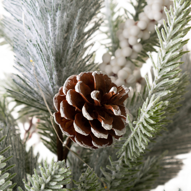 24" Lighted Flocked Pinecone and Berries Table Tree - Traditional ...