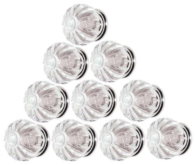 Clear Acrylic Cabinet Knobs and Pulls 1 1/4 Inch Dia Chrome Back Pack ...
