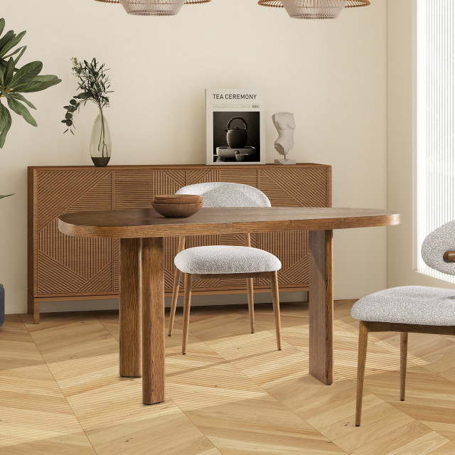 Melvin 60" Oak Wood Oblong Console Table, Cafe Brown - Transitional ...