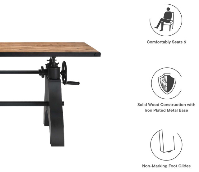Genuine 60" Crank Adjustable Height Dining Table and Computer Desk - Black - Industrial - Dining ...