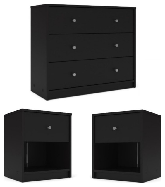 Home Square 3 Piece Set with 3 Drawer Chest and 2 1-Drawer Nightstands ...
