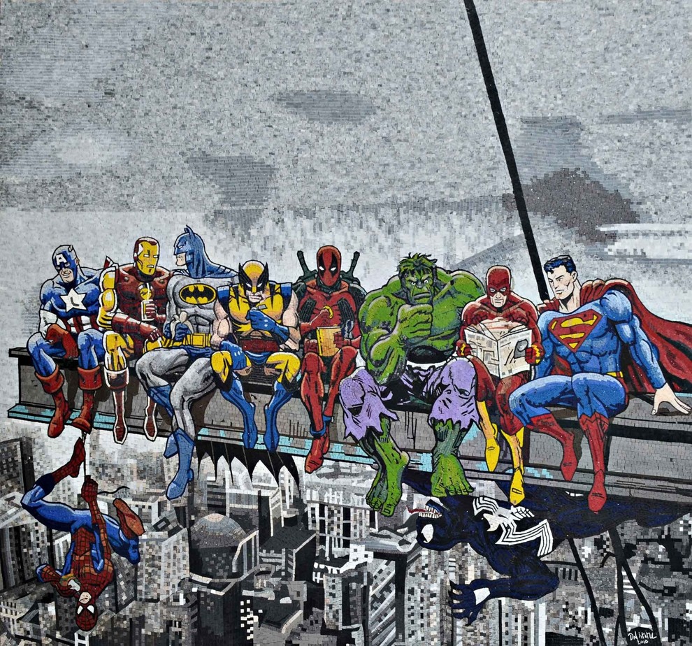 Mosaic Wall Art, Superheroes, 71" x 63" - Contemporary - Tile Murals ...