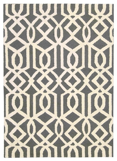 Nourison Linear Gray Ivory Area Rug, 8'x11', 5' x 7' - Contemporary ...