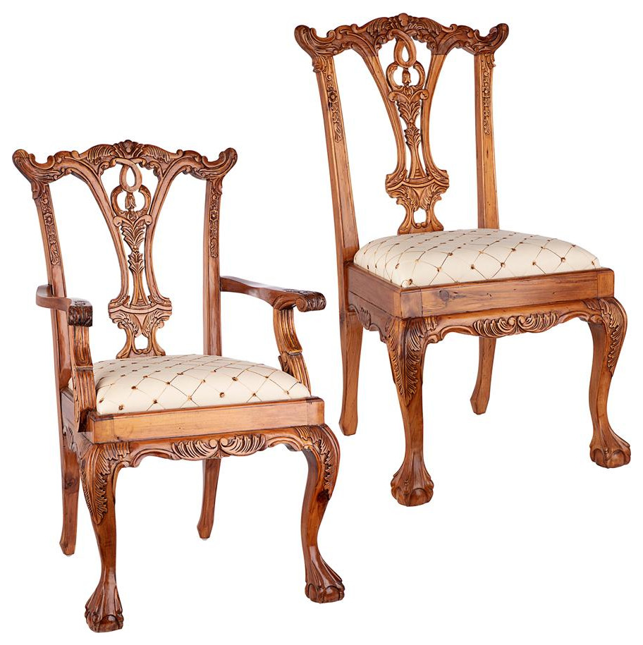 Design Toscano Set of 6 English Chippendale Chairs - Traditional ...