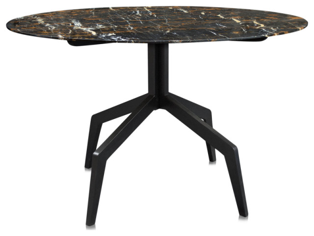 Round Marble Dining Table, Versmissen Razor, Medium - Industrial ...