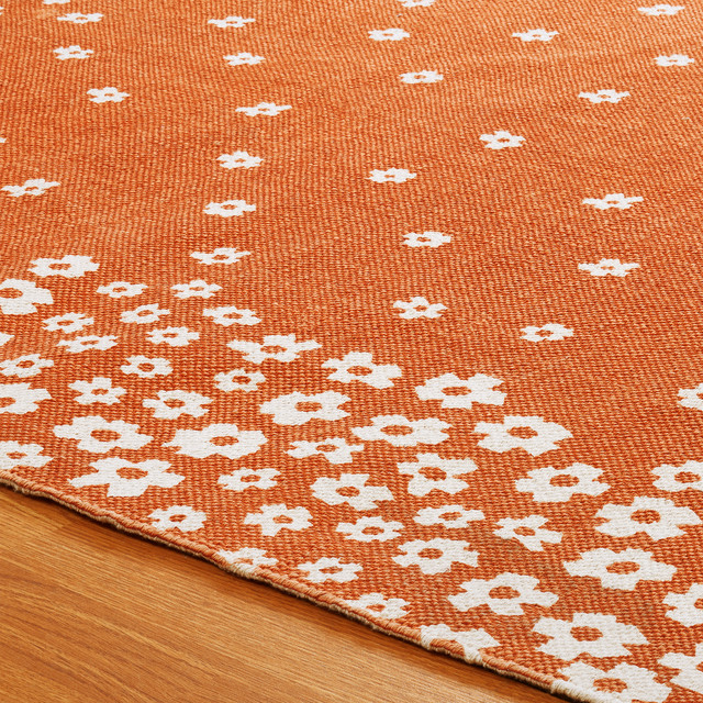 100% Cotton Wildflower Modern Floral Area Rug, 2 Ft. X 8 Ft ...