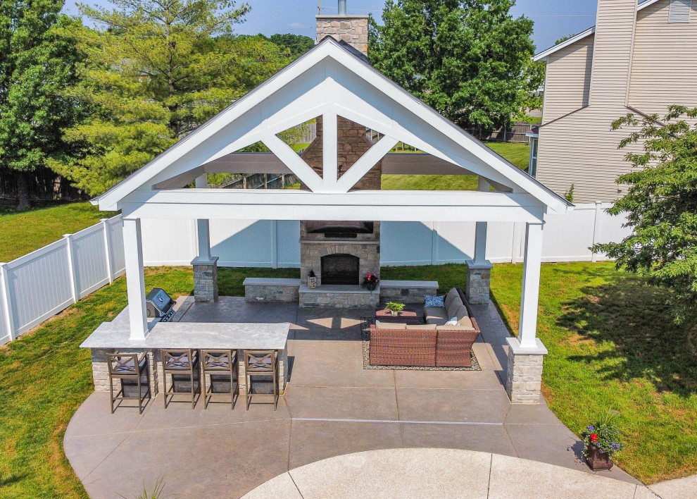 Open Gable Pool House with Fireplace and Grilling Area - Patio - St ...
