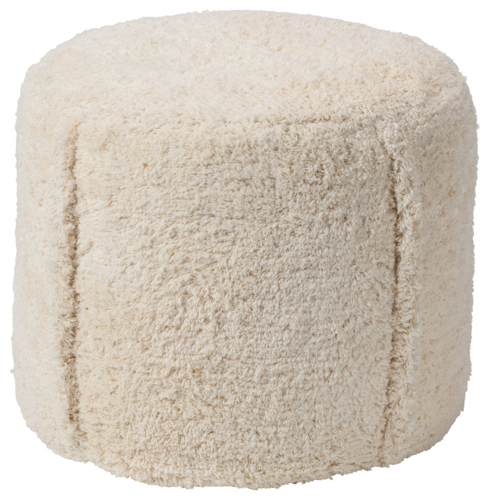 Vibe Living Kore Handmade Solid Cream Cylinder Pouf - Modern ...