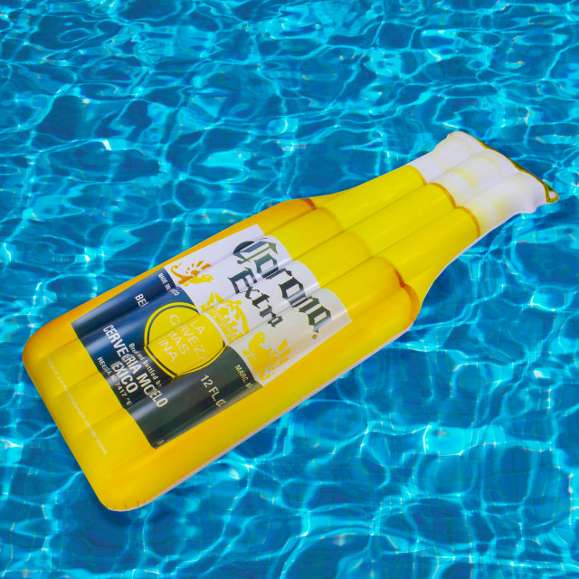 86" Corona Yellow and Blue Inflatable Beer Bottle Pool Float - Modern ...