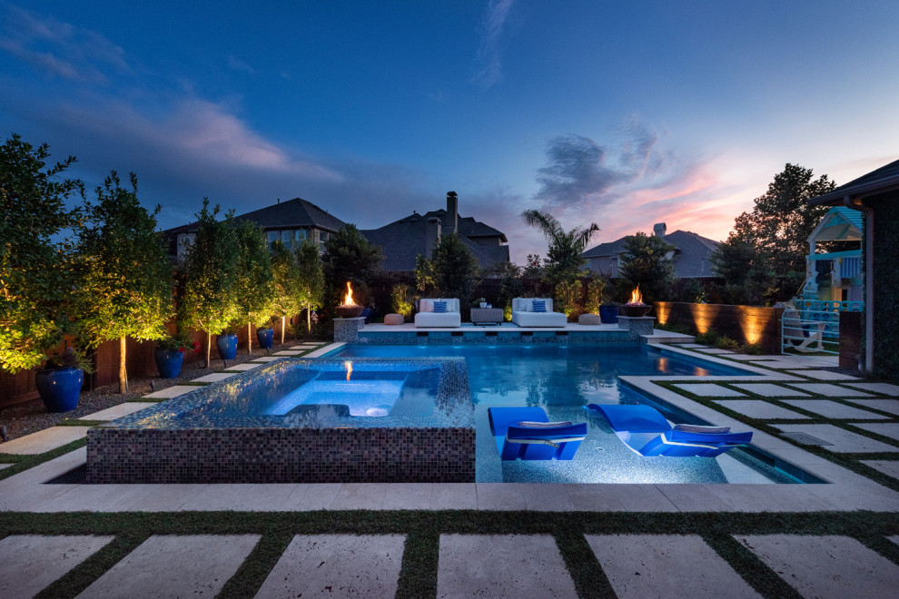 Small Space Modern Contemporary Straight Line Pool - Modern - Pool ...