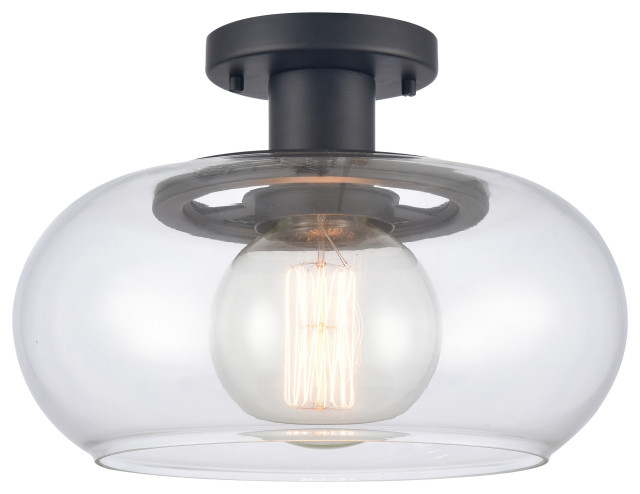Clement 13'' Wide 1-Light Semi Flush Mount Matte Black - Transitional ...