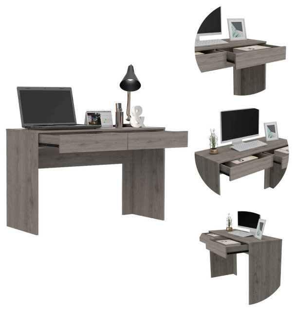 Tampa 2-Drawer Computer Desk with 2 Handleless Drawers, Light Gray ...
