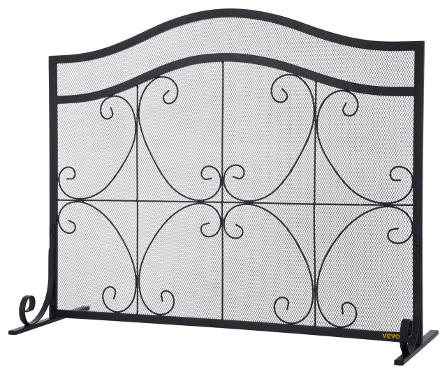 VEVOR Fireplace Screen Fire Guard Screen Heavy Duty Iron Fire Screen ...