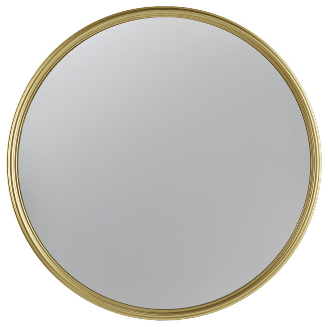 Benzara BM285550 10" Accent Convex Wall Mirror, Round Embellished Gold ...