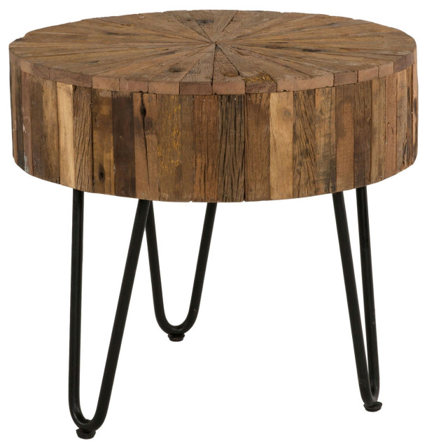 Sawyer Rustic Wood Round End Table - Rustic - Side Tables And End ...
