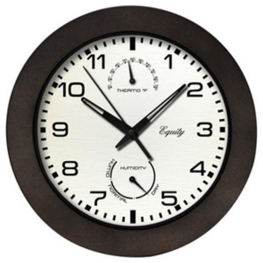 Equity® 404-2631 Wall Clock with Temperature & Humidity Gauges, Black ...