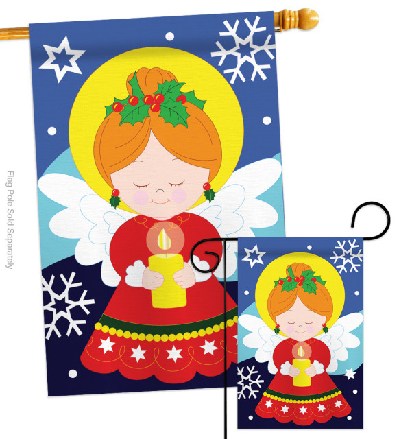 Praying Angel Winter Christmas Flags Set, 28" X 40" X 0.1" - Modern ...
