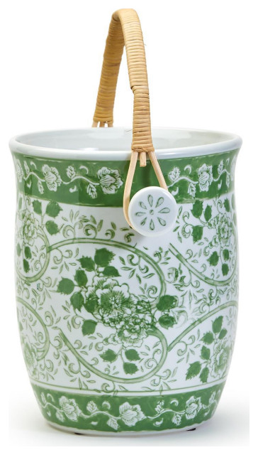 Two's Company 53841 Countryside Cooler Bucket with Woven Cane Handles ...