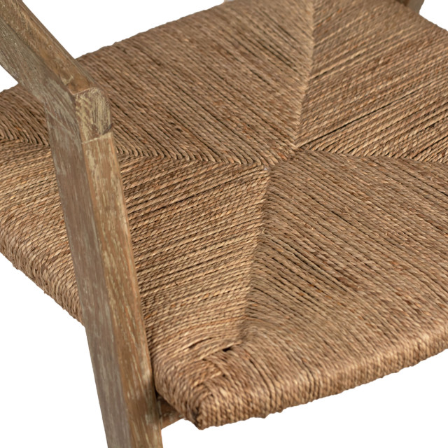 Rylee Natural Oak Curved Back Dining Arm Chair With Woven Seagrass Seat ...