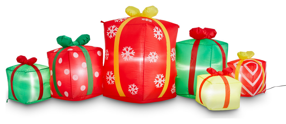 8FT Lighted Inflatable Gift Boxes Decor - Traditional - Outdoor Holiday ...