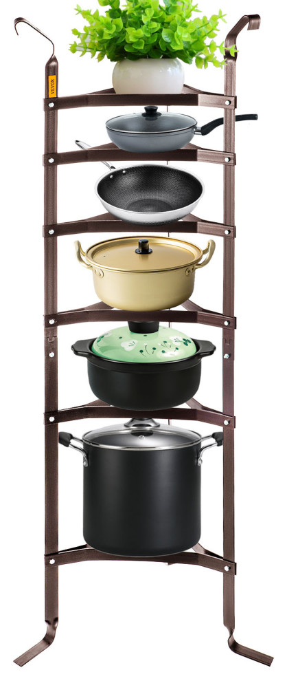 VEVOR Cookware Stand Vertical Pot Rack 6-Tier Storage Kitchen Decor ...