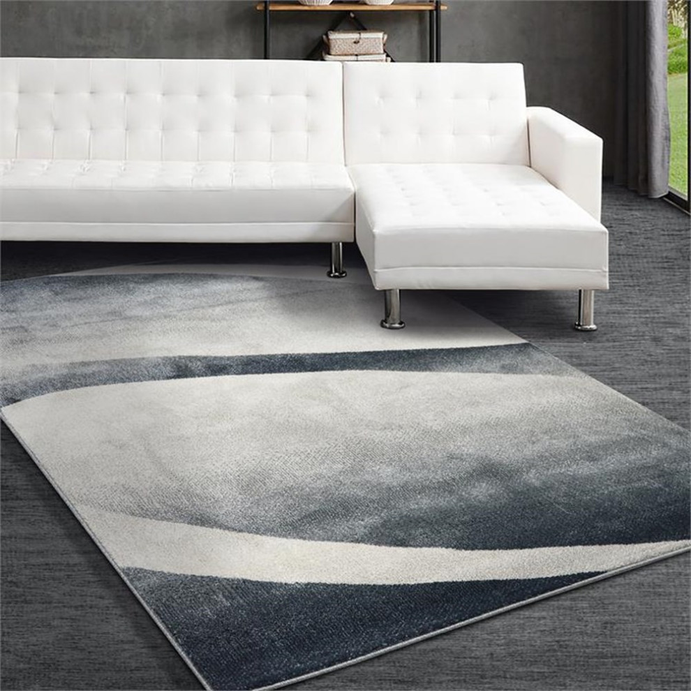Allstar Living Room Area Rug with Tonal Curve design in Blue ...