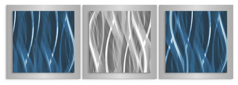 Blue and Silver Essence, Contemporary Artwork, Metal Wall Decor ...