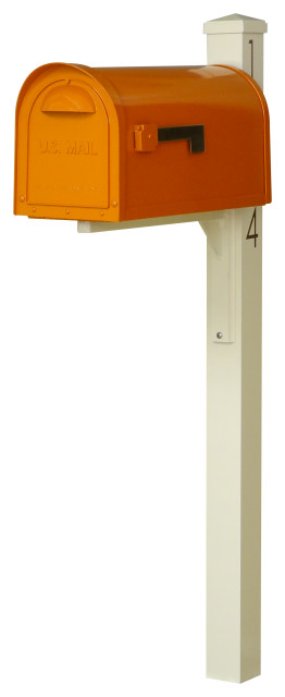 Mid Modern Dylan Curbside Mailbox and Post, Orange - Contemporary ...