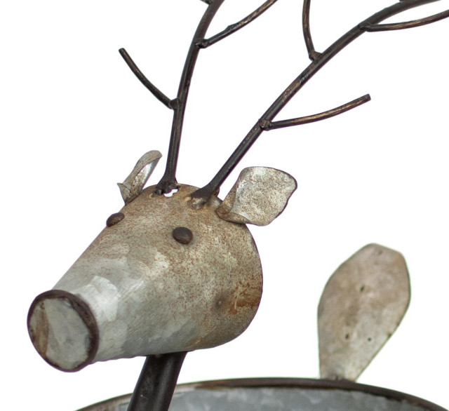 Rustic Metal Deer Container 2-Piece Set Indoor/Outdoor Storage Tub ...