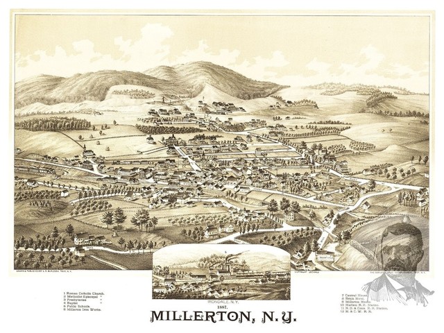 Old Map of Millerton New York 1887, Vintage Map Art Print, 24"x36 ...