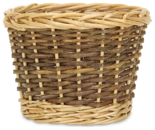 Mitel Round Willow Basket - Medium Brown Two-Tone - Tropical - Baskets ...