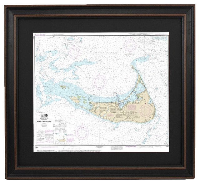 Framed Nautical Chart, Nantucket Island - Traditional - Prints And ...