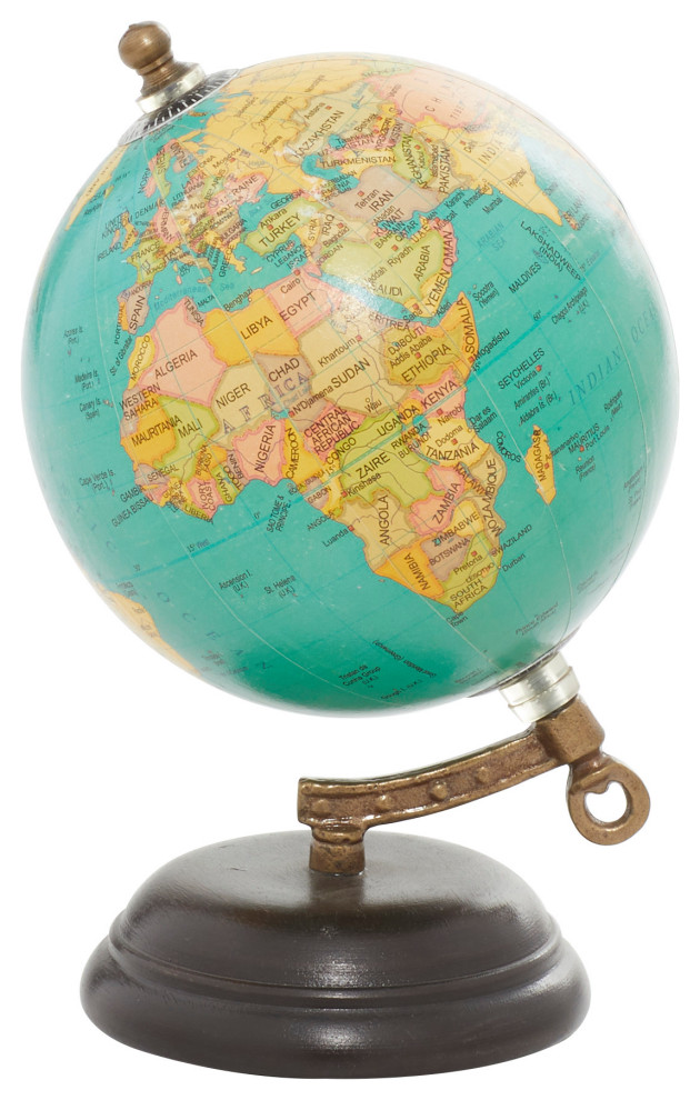 Traditional Green Metal Globe 24983, 5" x 5" x 8" - Traditional - World ...
