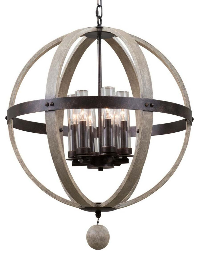Kalco 404651 Harper 6 Light 25"W Taper Candle Pendant - Farmhouse ...