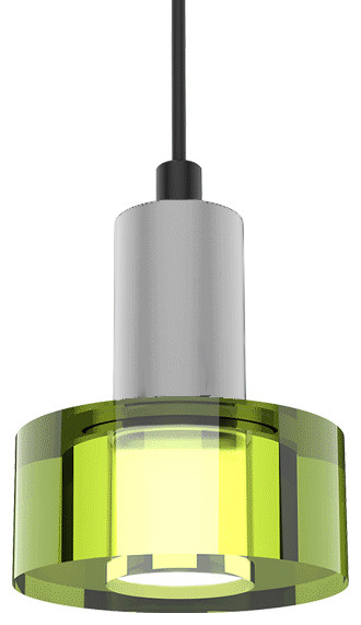 Polished Chrome Socket - Green Color Gel Single Pendant - Contemporary ...