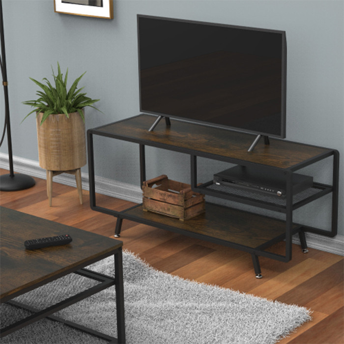 Modern Entertainment Center wood Media Console Table with Open Shelving ...