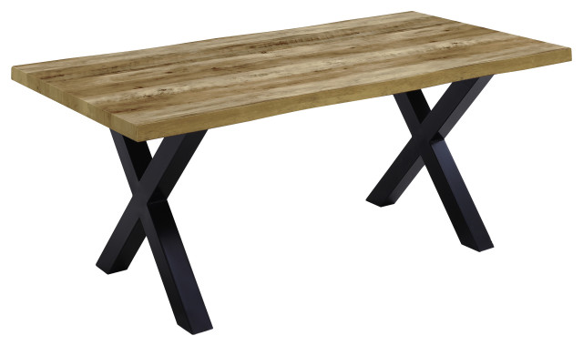 Chidimma Rustic Wood Grain 71" Rectangular Dining Table - Industrial ...