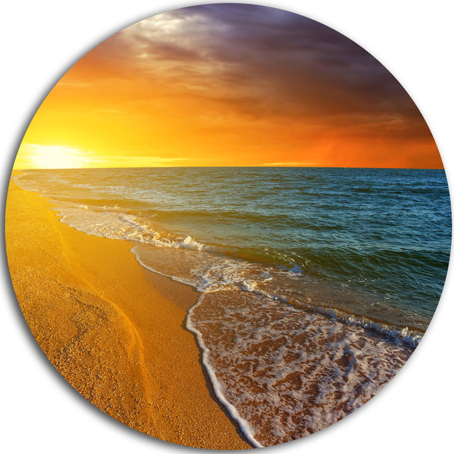 Fantastic Yellow Sky In Blue Beach, Seashore Disc Metal Artwork, Disc ...