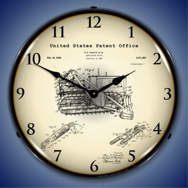 21031212 Earth Moving Bulldozer 1936 Patent Clock - Contemporary - Wall ...