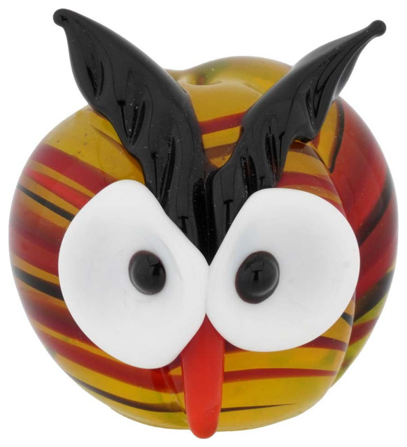 GlassOfVenice Murano Glass Small Round Owl - Yellow - Contemporary ...
