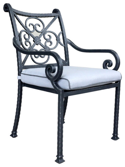 Newport Cast Aluminum Stacking Arm Chair With Cushion, Set of 2 ...