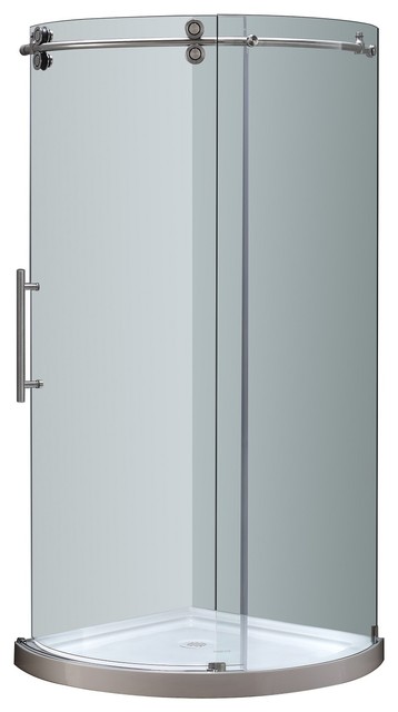Frameless Round Shower Enclosure+Base Stainless Steel, 36"x36"x77.5 ...
