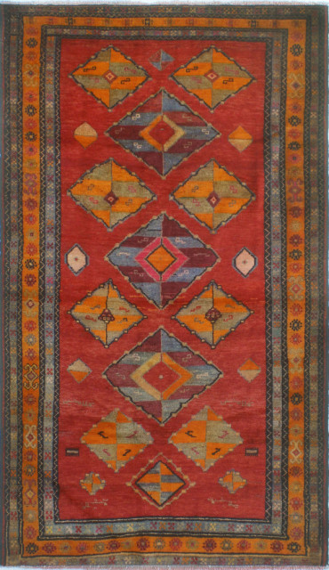 Fine Vintage Distressed Jamile Red/Orange Rug, 3'9x7'0, 3'9x7'0 ...